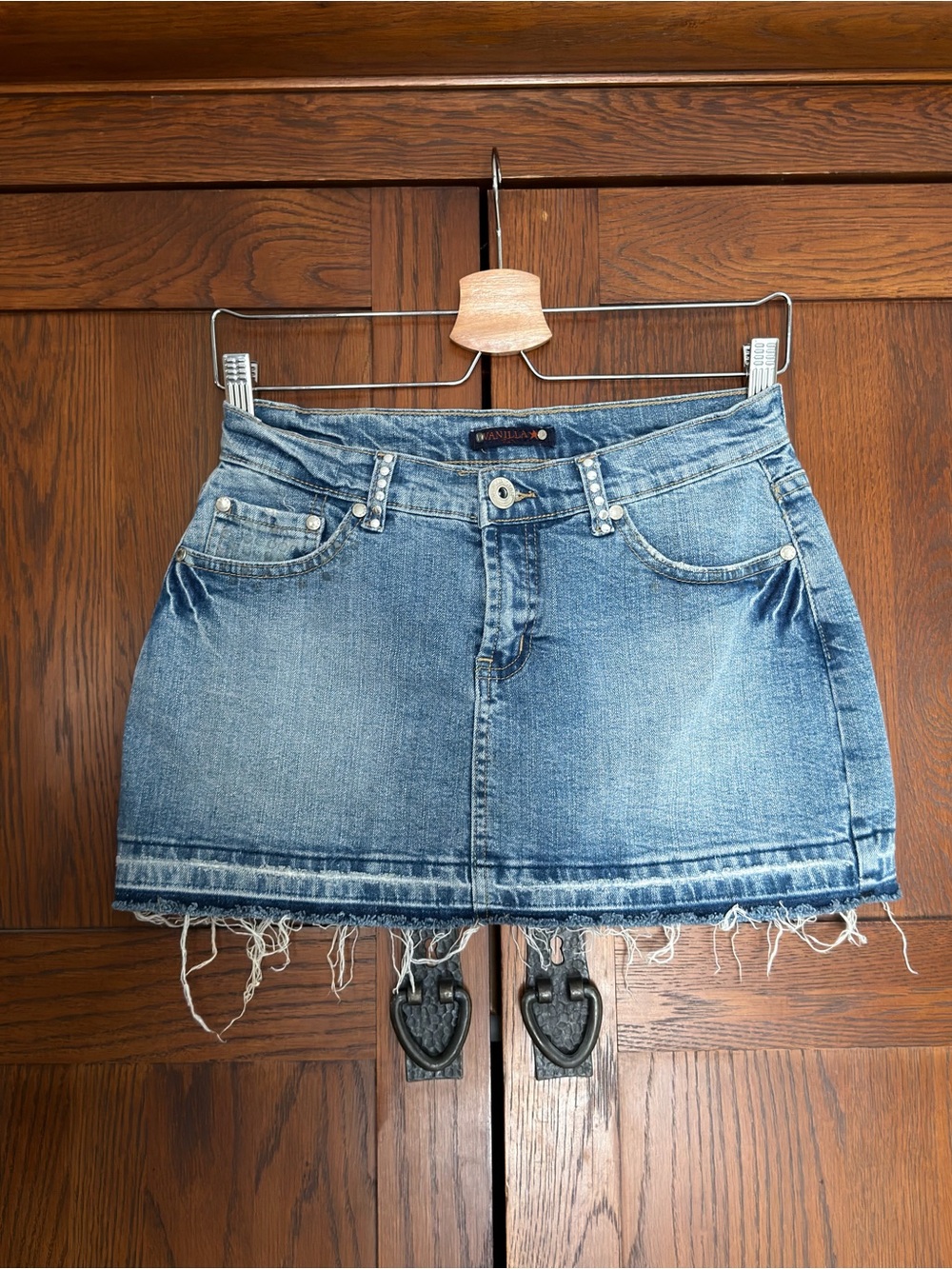Vanilla | Skirts | Vintage Vanilla Star Y2k Studded Distressed Denim ...